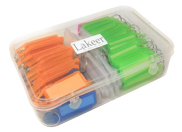 Lakeer Key Chain ID Label Tags Keyring Holder with Writable Label ...