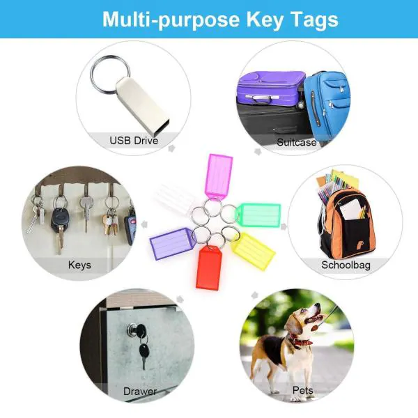 Lakeer Key Chain ID Label Tags Keyring Holder with Writable Label ...