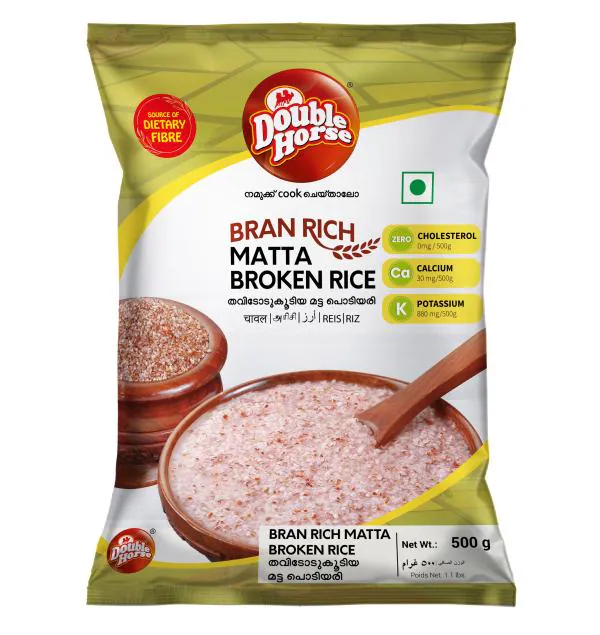 Double Horse Bran Rich Matta Broken Rice - 500g x 2 | Podiyari (Pack Of ...