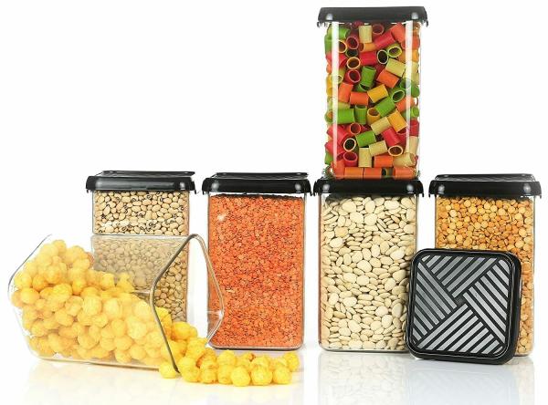Plastic Square Container Set for Kitchen Storage - 1100ml Containers ...