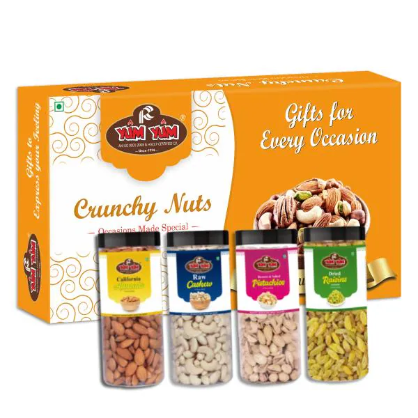 YUM YUM Crunchy Nuts Dry Fruits Gift Box - 1 kg (California Almonds ...