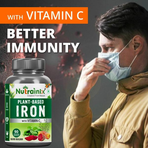 Nutrainix Organic & Plant Based Iron Supplement 90 Vegetarian Capsules ...
