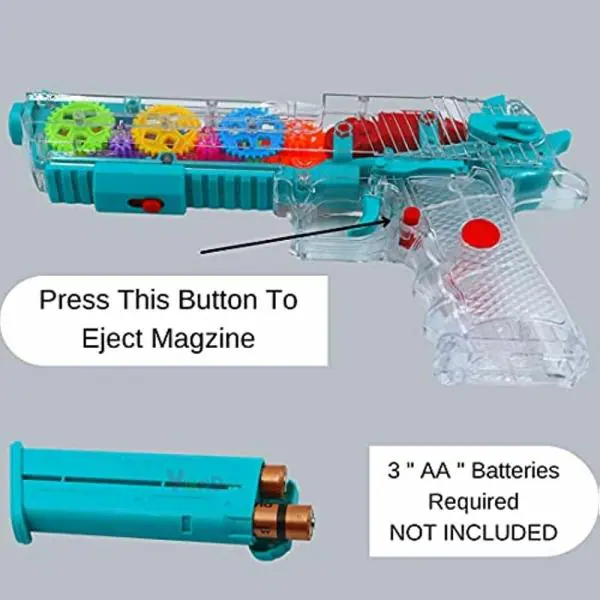 NAXUE Plastic Transparent Glow Gun with Colorful Light and Sound Toy ...