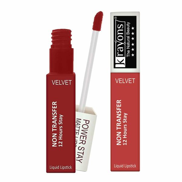 Krayons Power Stay Nontransfer 12hrs Stay Velvet Matte Liquid Lipstick Mask Proof Longlasting ...