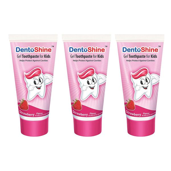 DentoShine Gel toothpaste for Kids Strawberry, Pack of 3 (80 g each ...