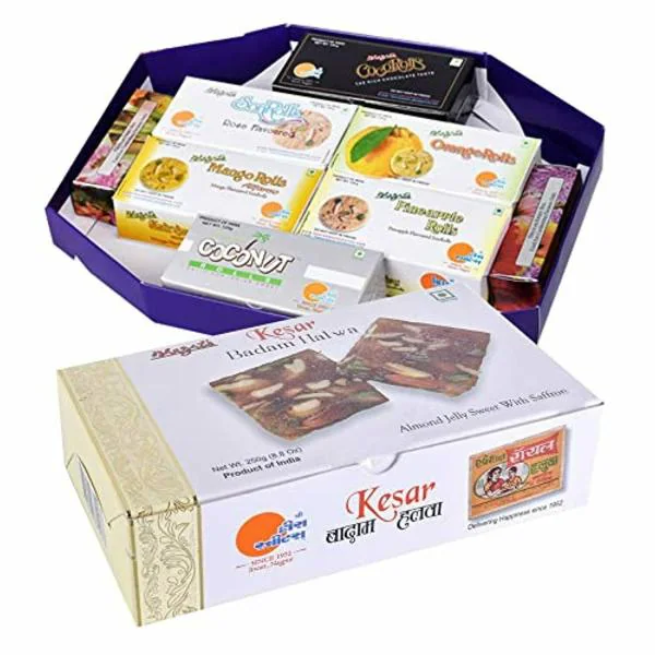 Bhagats Heera Sweets Kesar Badam Halwa and 6 In 1 Son Roll with Almonds ...