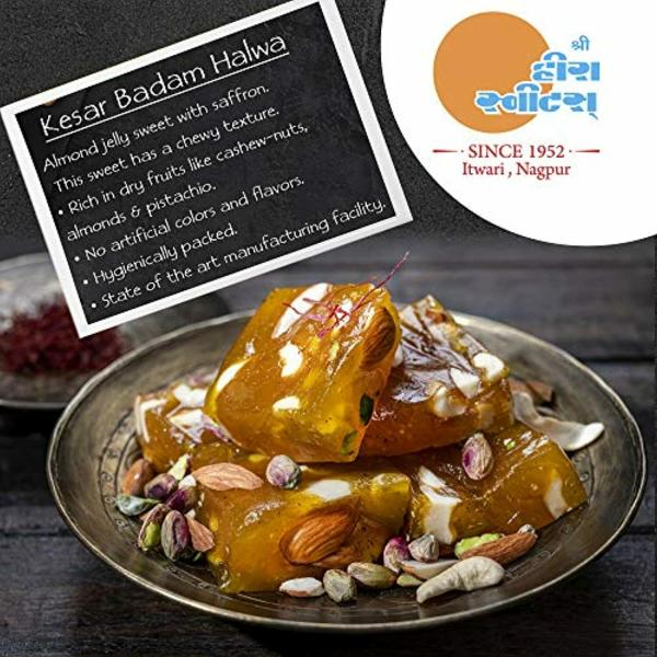 Bhagats Heera Sweets Kesar Badam Halwa and 6 In 1 Son Roll with Almonds ...