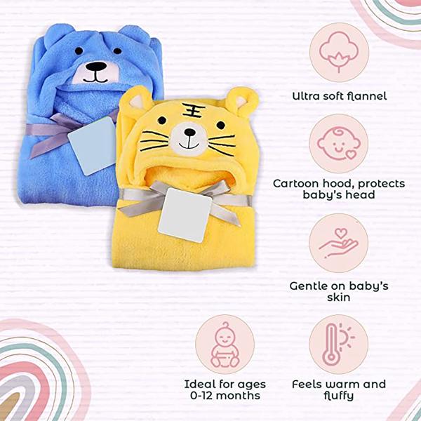 MY NEWBORN Combo of 2 Hooded Bath Towel for 0 to 12Months | Maternity ...