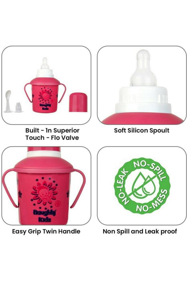 Naughty Kidz Pink Sipper with Soft Nipple - JioMart