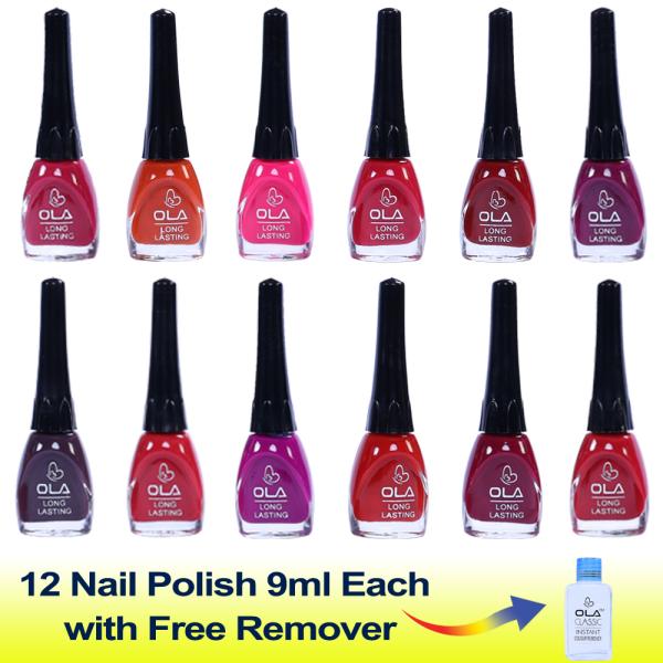 OLA Multicolor 9ml X 12 Pieces Nail Polish Set with 1 Nail Remover ...