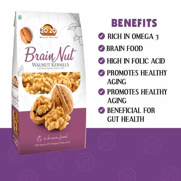 20-20 Dry Fruits Brain Nut Walnut Kernels Halves, 250G - JioMart