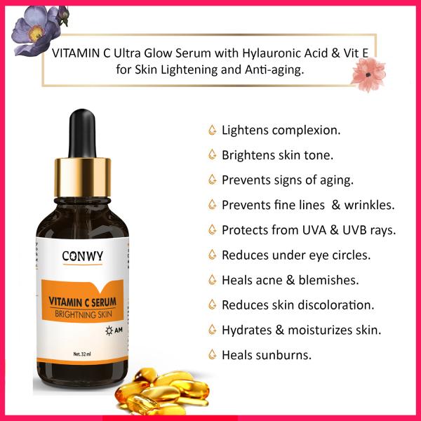 CONWY 100% Organic Skin Illuminate Face Serum for Radiant Skin with ...