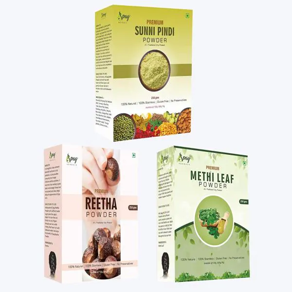Spag Herbals Organic Sunni Pindi Bath, Reetha And Methi Leaves Powder ...