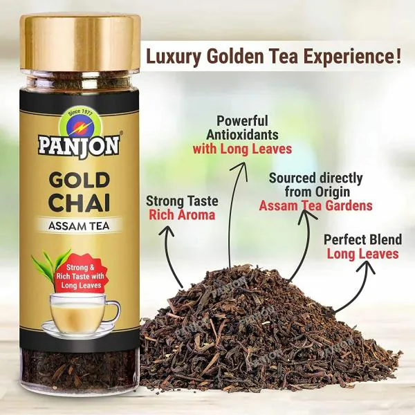 Panjon Gold Chai Assam Black Tea 100% Strong Chai Patti with Long ...