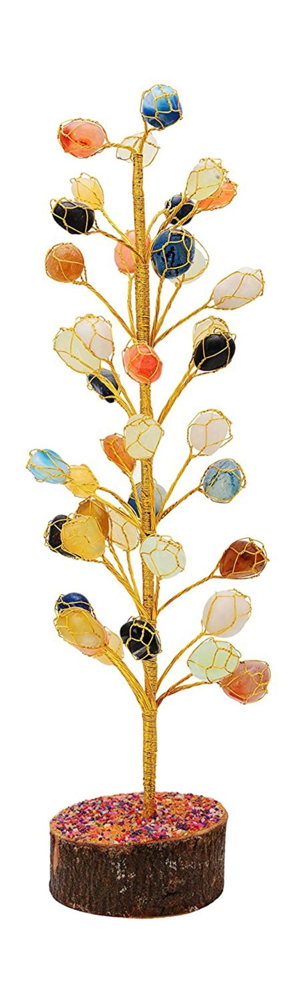 Kesar Zems Multicolour Stone Crystal Luck Tree - JioMart