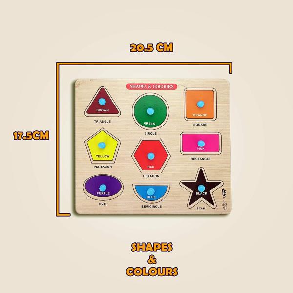 Grest Mini Wooden Shape , Colors and Numbers Puzzle with Knobs ...