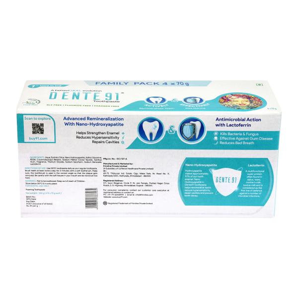 Dente91 Toothpaste Strengthen Enamel, Repair Cavities,Free from SLS ...