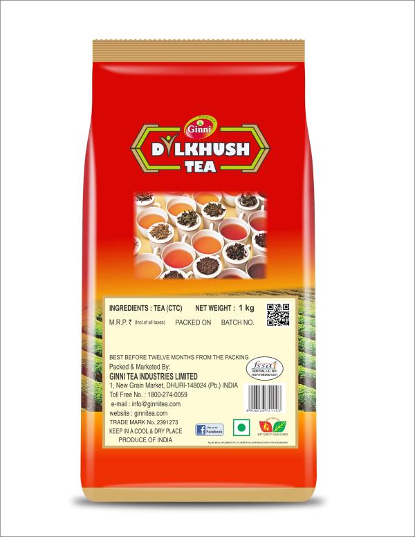 Ginni Dilkhush Tea| Black CTC Tea| Kadak Tea - 4kgs (4 x 1000g) - JioMart