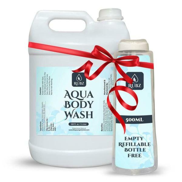 Rubz Aqua Body Wash Gel Refill 5 Litre with Refillable Plastic Bottle ...