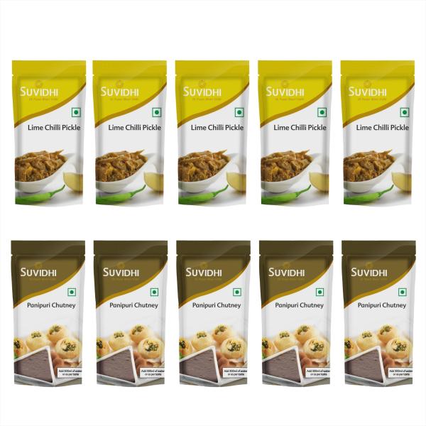 SUVIDHI Panipuri chutney 150g, pack of 5, Limbu Mirchi Loncha 200gm ...