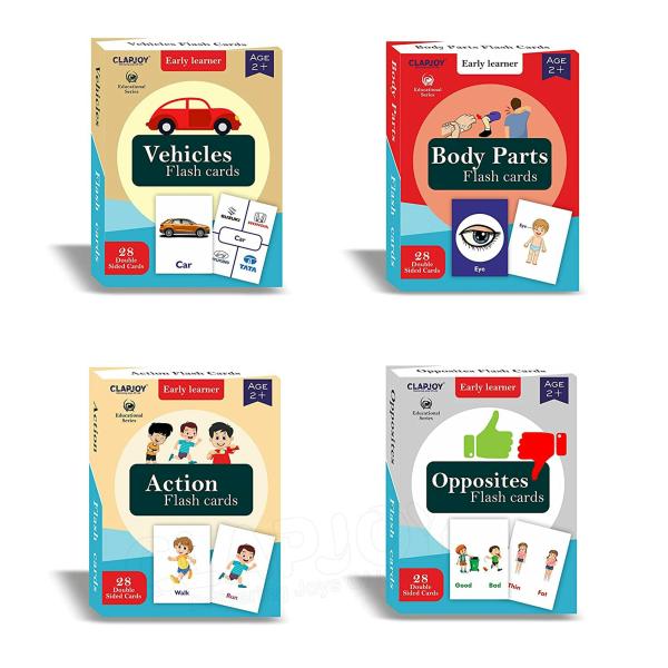 Clapjoy Multicolor Double Sided Flash Cards - Z4-Vehicle, Body Part ...