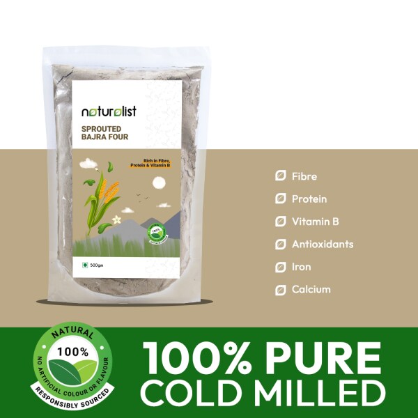 Naturalist 500 gm Sprouted Bajra Flour Chemical Free Fibre, Protein and ...