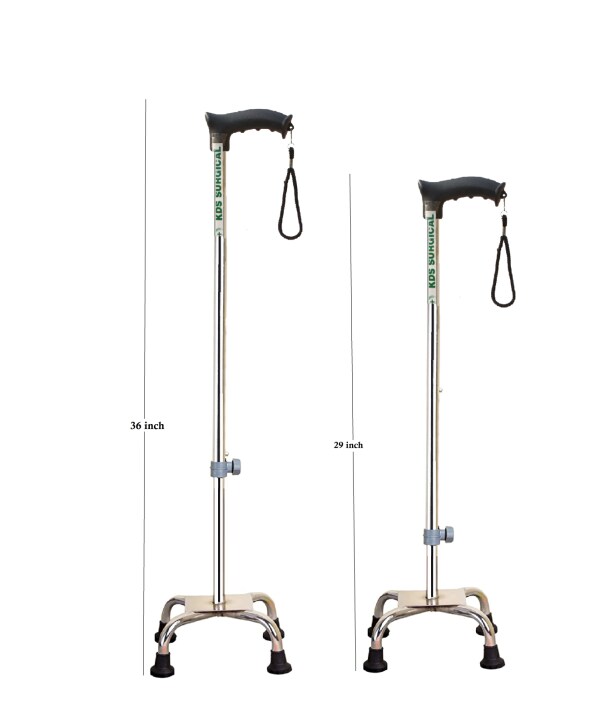 Kds Surgical 4 Leg Chrome Dori Height Adjustable Walking Stick - JioMart