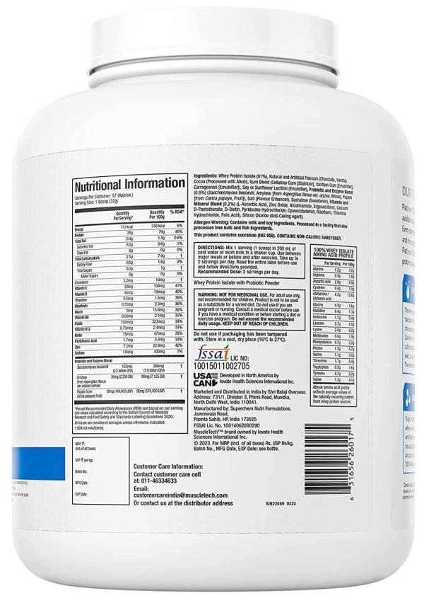 MuscleTech Platinum 100% Whey Isolate 1.81Kg - JioMart