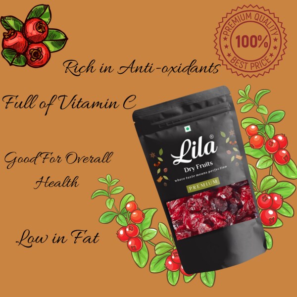 LILA DRY FRUITS Premium Californian Dried and Sweet Sliced Cranberries ...