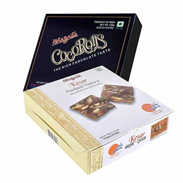 Bhagats Heera Sweets Kesar Badam Halwa and Son Roll with Almonds and ...