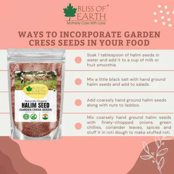 Bliss of Earth 200gm orgnaic halim seed. aliv seeds or garden cress ...