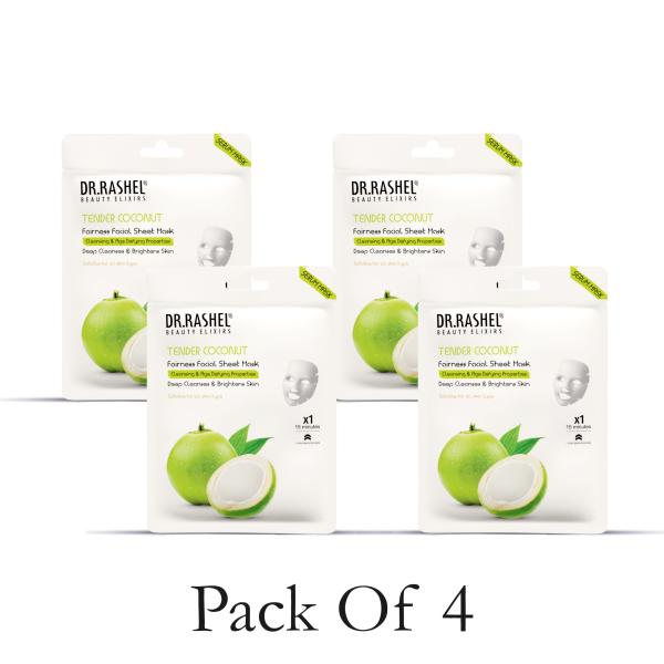 DR.RASHEL TENDER COCONUT SHEET MASK WITH SERUM (PACK OF 4) - JioMart