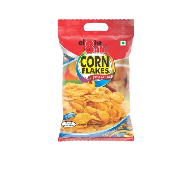 8AM Cornflakes BreakFast Cereals, Crunchy And Tasty, Fat Free-500gm ...