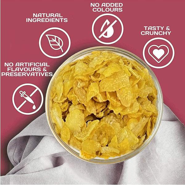 8AM Cornflakes BreakFast Cereals, Crunchy And Tasty, Fat Free-500gm ...