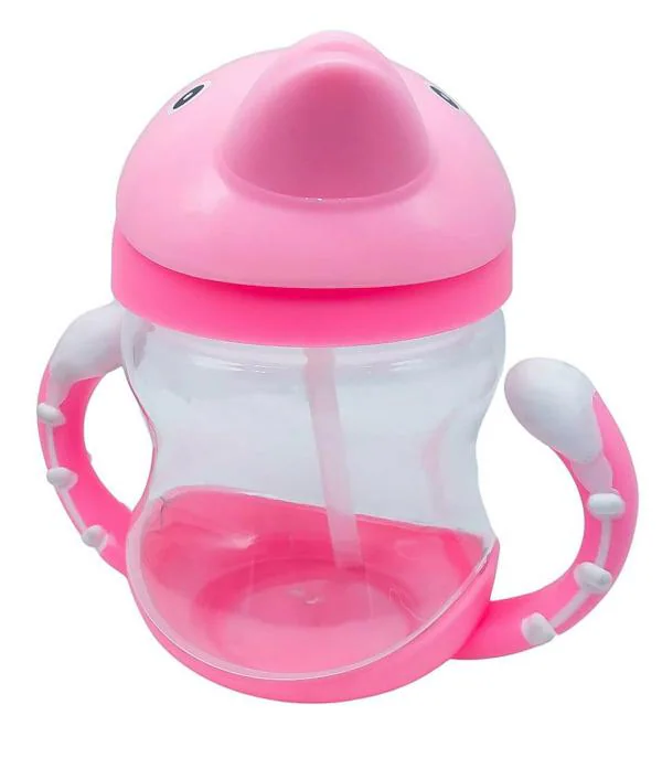 Te Quiti Pink Glass Leakproof Durable BPA Free Non-Toxic Baby Sipper With Straw 320ml - JioMart