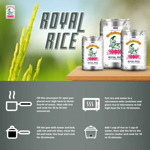 OLIVILAKKU ROYAL RICE PARBOILED WHITE PONNI RICE | No.1 Vellai Ponni ...