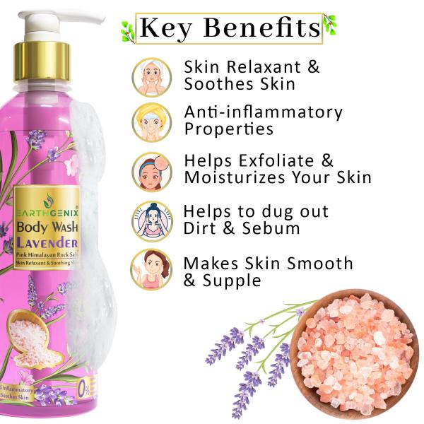 Earthgenix Body Wash Lavender + Pink Himalayan Rock Salt (300ml ...