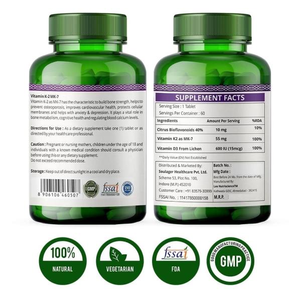 Simply Herbal Vitamin K2 With MK7 Complex Supplements - 60 Capsules ...