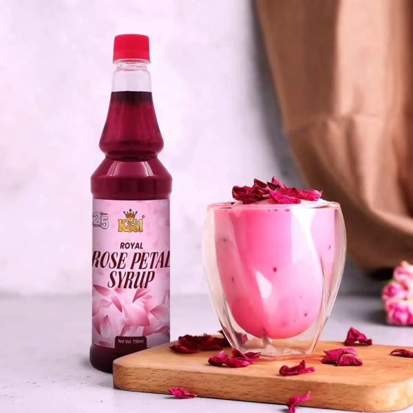 MR. KOOL Premium Rose Syrup With Petals For Falooda, Ice Cream, Sharbat ...