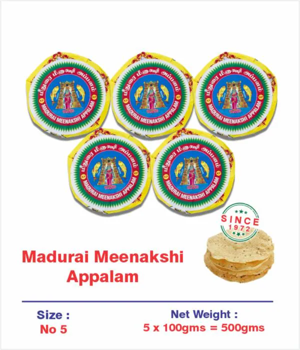 Madurai Meenakshi Appalam 100g X pack of 5 - JioMart