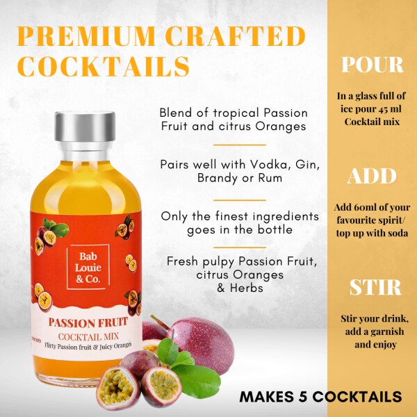 Bab Louie & Co. Passion Fruit Martini Craft Cocktail|Mocktails Mixer ...