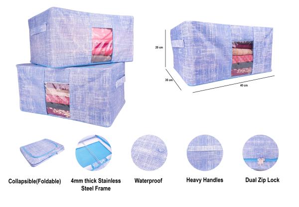 4tens 24Ltr Oxford Fabric Clothes Storage Boxes with Carry Handles ...