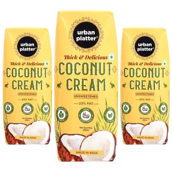 Urban Platter Unsweetened Coconut Cream, 250ml [ Pack of 3 ] - JioMart