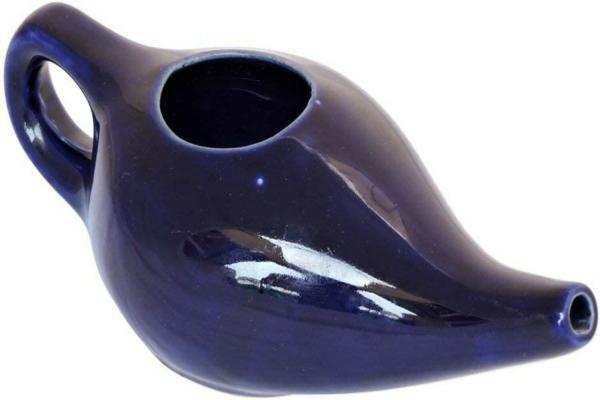 PAXMAX Blue Porcelain Ceramic Neti Pot for Nasal Cleansing Sinus and ...