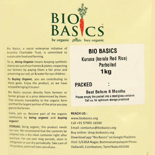 Bio Basics Kuruva Parboiled Rice - 1 kg - JioMart