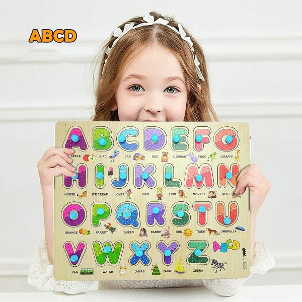 Enorme Big Wooden ABCD Puzzle with Knobs, Educational and Learning Game ...