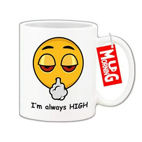 Mug Morning I Am Always High Emoji Mug Funny Emoji Mug Emoji Coffee ...