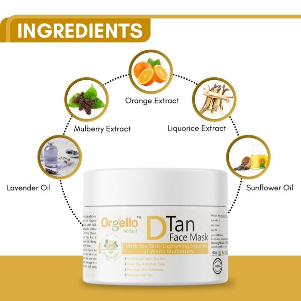 Orgello D-Tan Glowing Skin Face Mask For Men Women For Oily Dry Normal ...