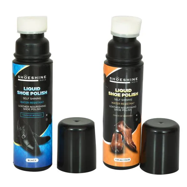 Shoeshine liquid shoe polish (Pack of 2) for instant shine on leather ...