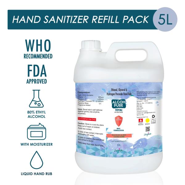 ZREYASA Alcohpure Total Hand Rub, 80% Ethanol, WHO Recommended Formula ...
